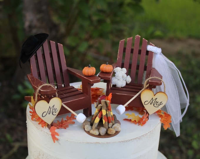 Fall-adirondack Chairs-cake Topper-wedding-bride-groom-rustic-unique ...