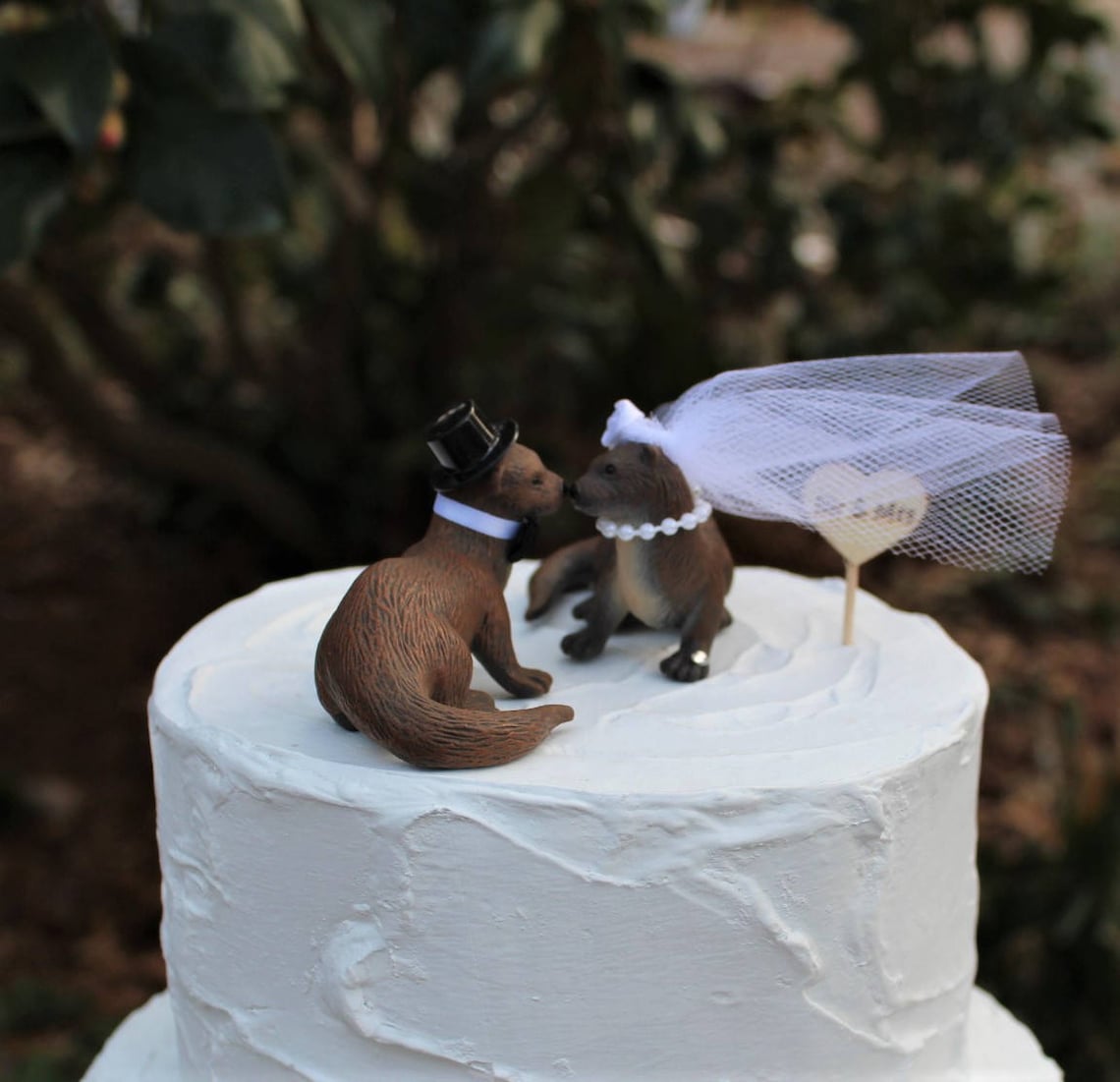 River Otter Wedding Cake Topper Bride-groom-animal-wooden - Etsy