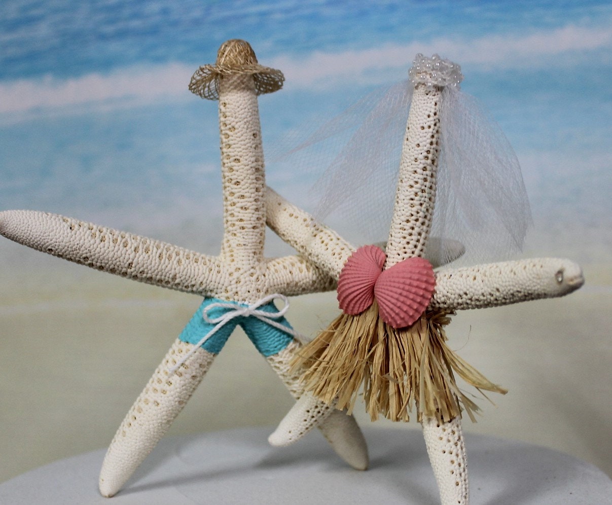 Beach Wedding Cake Topper Starfish Sea Ocean Handpainted | Etsy