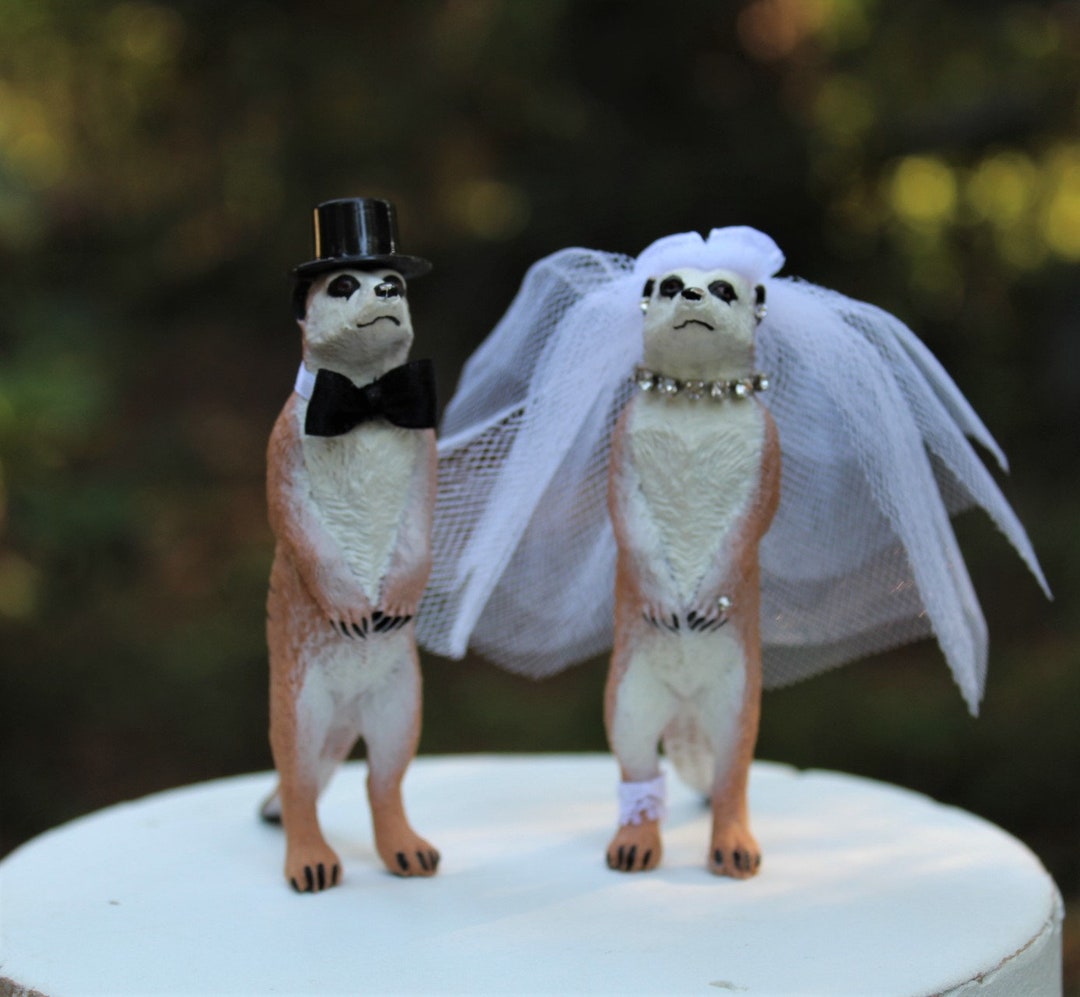 Meerkat Wedding Cake Topper-zoo-animal-mongoose-cat-bride-groom-africa ...