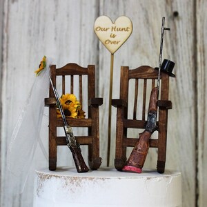 Hunting Wedding Cake Topper, 6" Cake Topper, Gun-country-barn-wooden ...