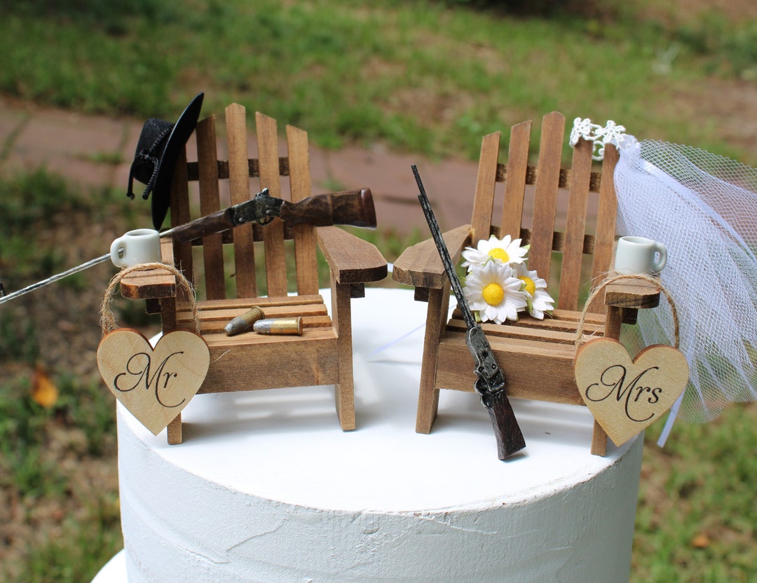 Hunting-wedding-cake Topper-bride-groom-hunter-deer-hunting Theme-rifle ...
