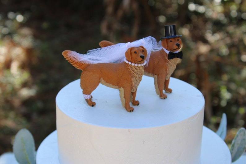 Golden Retriever-dog-bride-groom-wedding-animal-cake Topper-4 Inch-6 ...