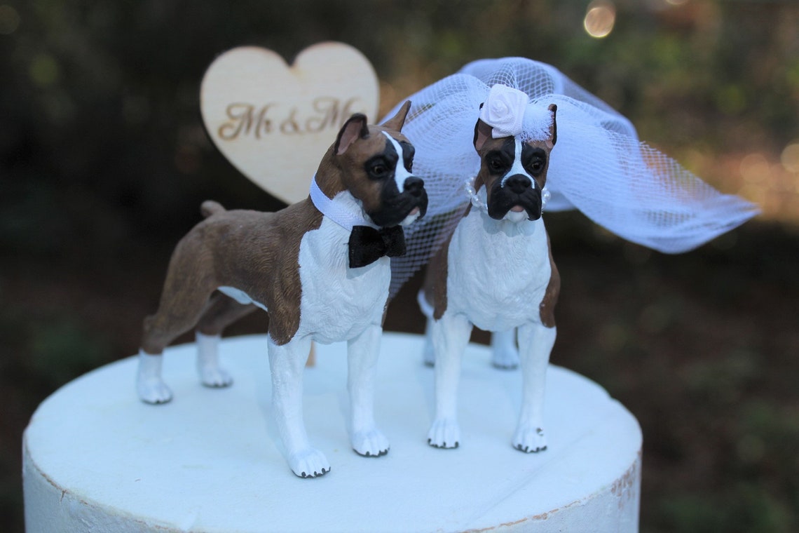 Boxer-dog-bride-groom-wedding-cake - Etsy