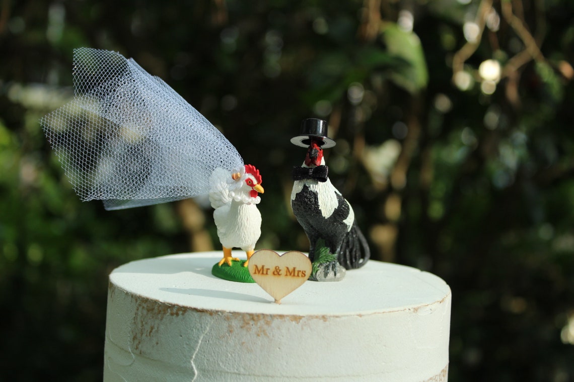 Rooster-hen-chicken-wedding-cake - Etsy