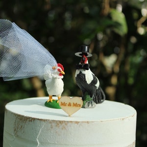 Rooster-hen-chicken-wedding-cake Topper-bride-groom-farm-animal-mr-mrs-barn-rustic-country ...