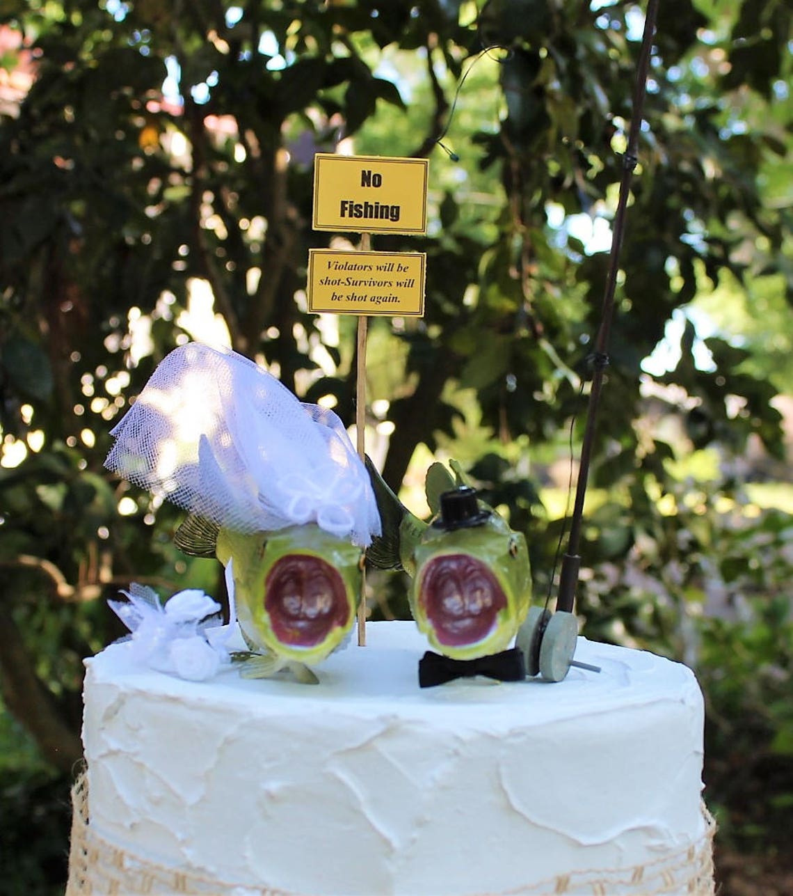 Bass, Fish, Wedding Cake Topper, Fishing Wedding Cake Topper, Fisherman ...