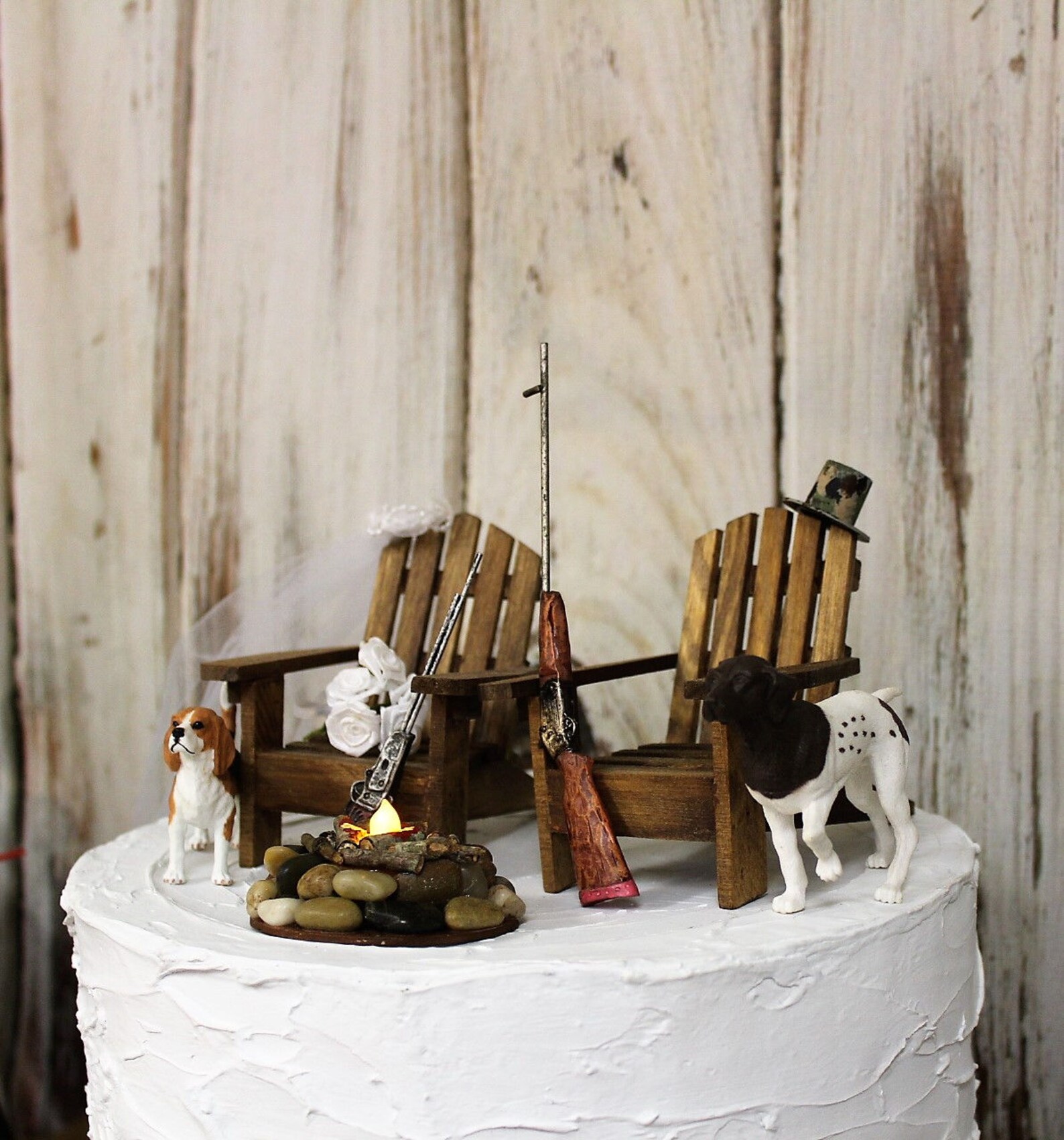Hunting Wedding Cake Topper With Dogs Lighted Camping Cake | Etsy