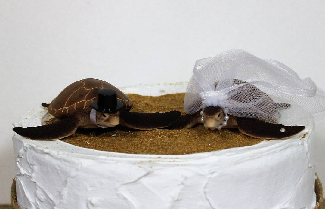 Sea Turtle Cake Topper, Wedding Cake Topper, Destination Wedding, Bride ...