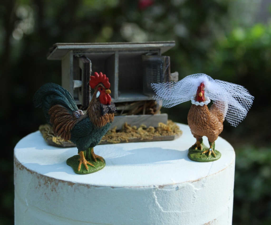 Rooster-hen-chicken-wedding-cake - Etsy
