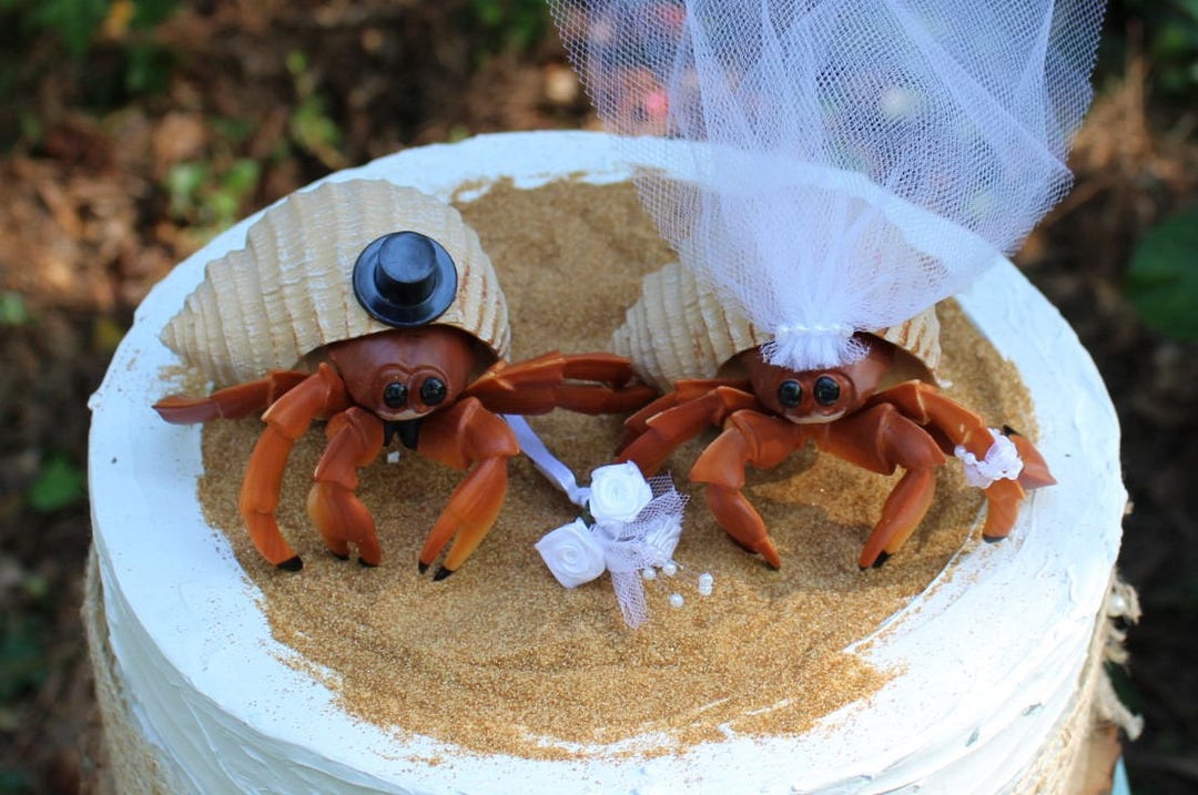 Crab Wedding Cake Topper-beach-hermit Crab Cake Topper-destination ...
