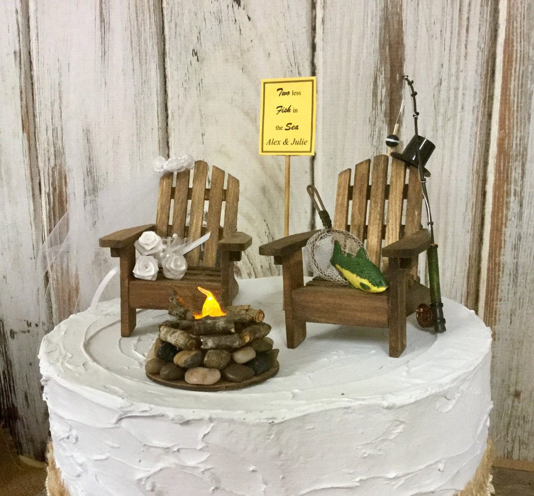 Miniature Adirondack Chair Cake Topper, Fishing Cake Topper, Wedding ...