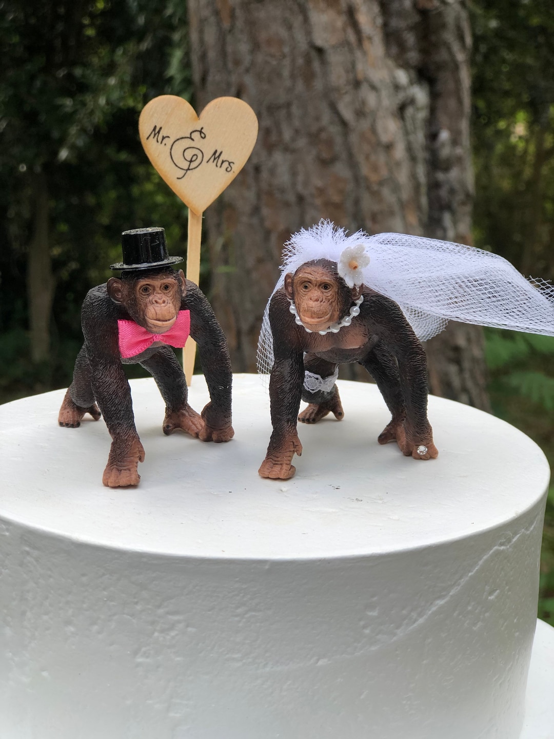 Chimpanzee-monkey-wedding-cake Topper-bride-groom-safari-unique - Etsy