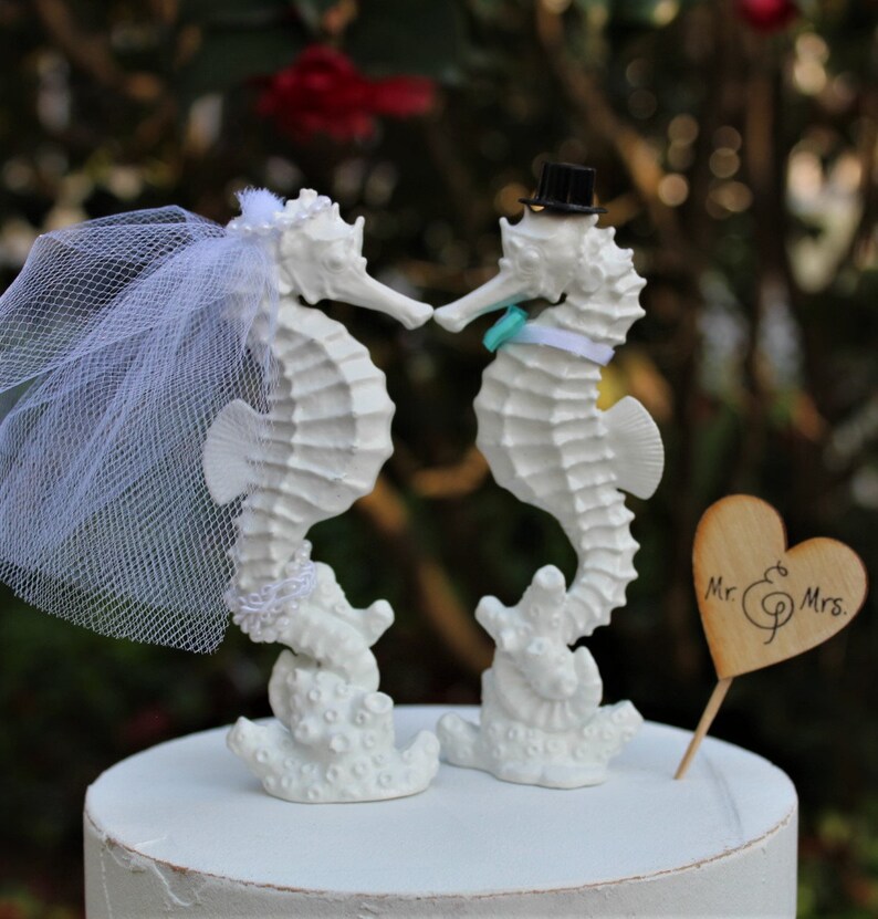 Seahorse Wedding Cake Topper Beach-family Cake Topper | Etsy