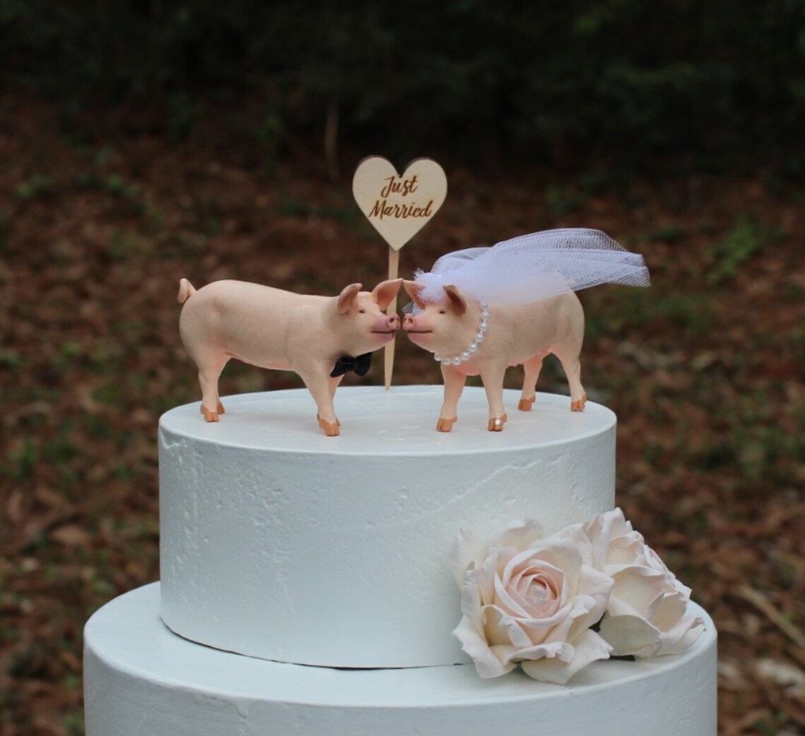 Pig-wedding-cake Topper-bride-groom-farm-barn-country-wedding - Etsy