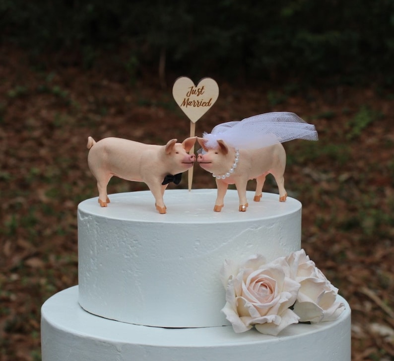 Pig-wedding-cake Topper-bride-groom-farm-barn-country-wedding - Etsy