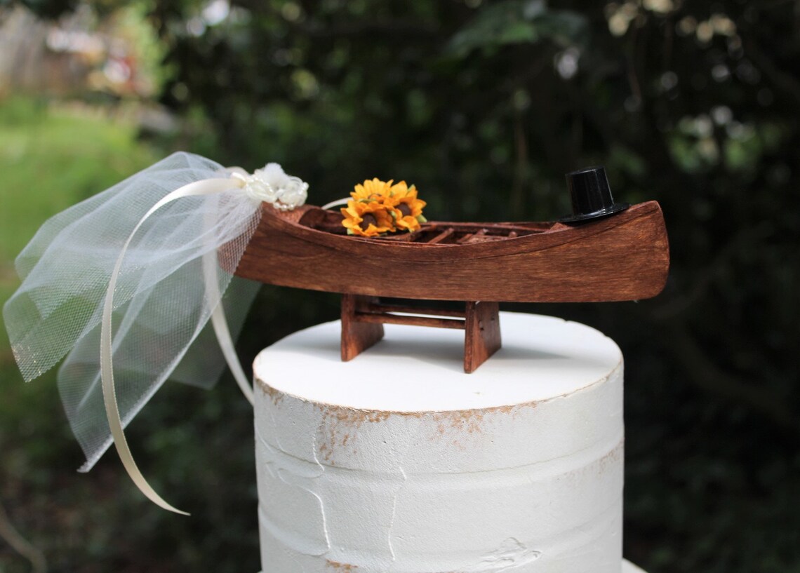 Wedding Cake Topper, Boat-kayak-bride and Groom-grooms Cake Topper ...
