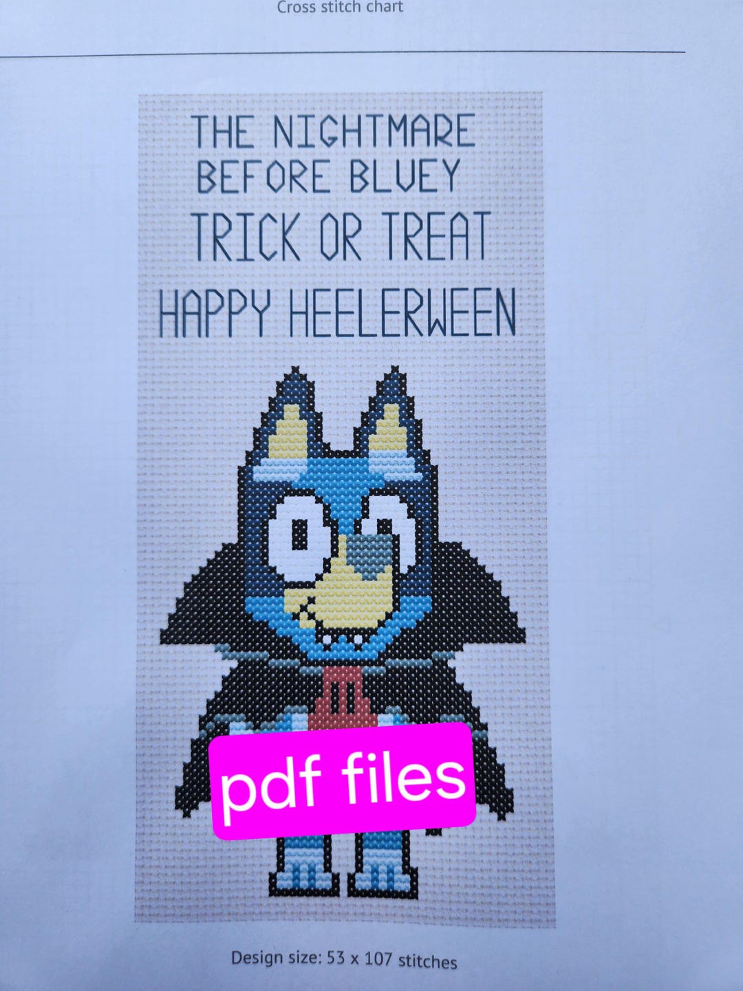 Bluey Halloween, Simple Easy Cross Stitch Pdf Pattern, Dmc Chart - Etsy