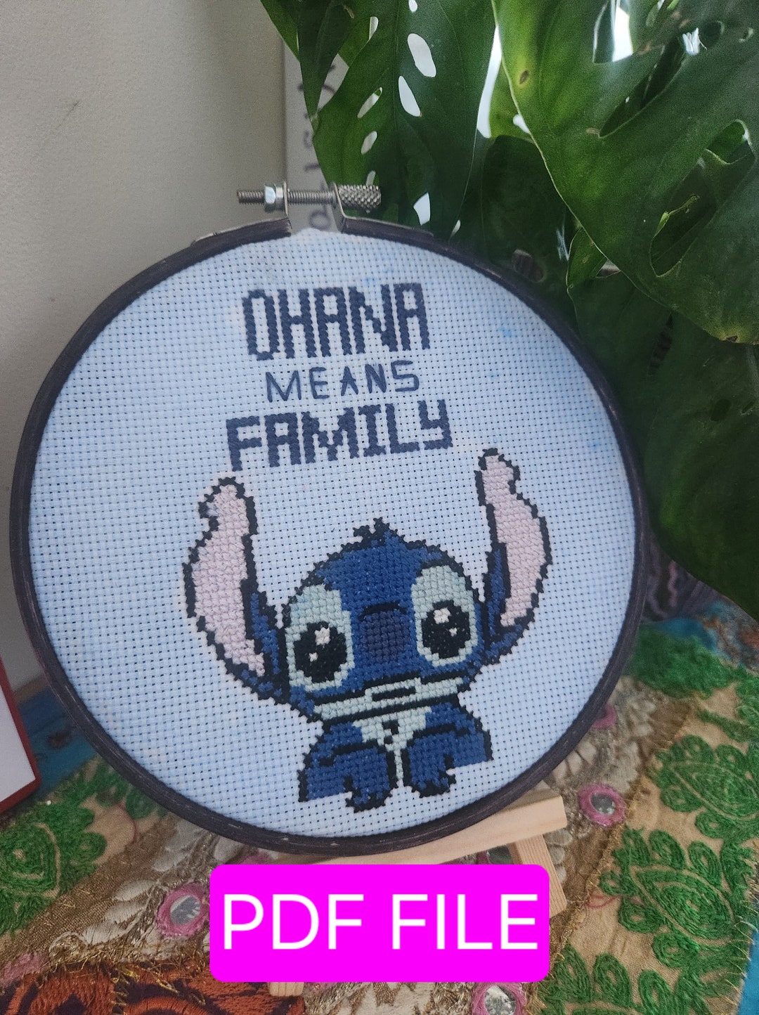 Simple Easy Cross Stitch PDF Pattern 'ohana Means Family' Lilo Stitch ...