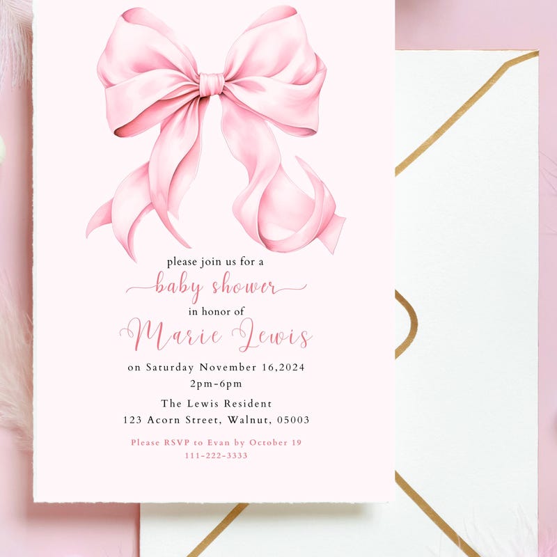 Pink Bow Baby Shower - Etsy