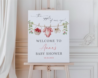 Apple Baby Shower Welcome Sign: Fall Theme, Editable Template (digital ...