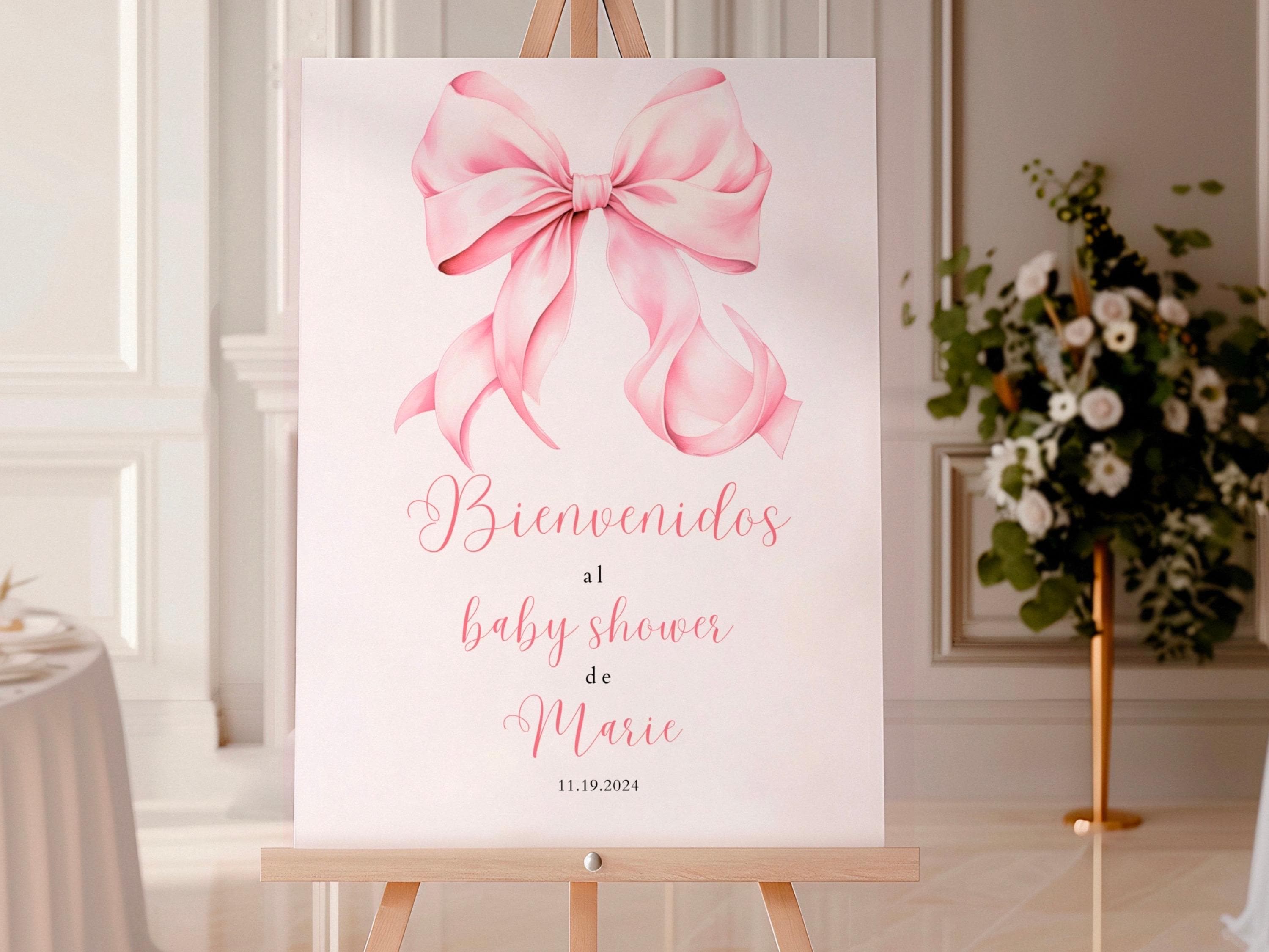 Bienvenidos Al Baby Shower, Pink Welcome Sign for Baby Shower in ...
