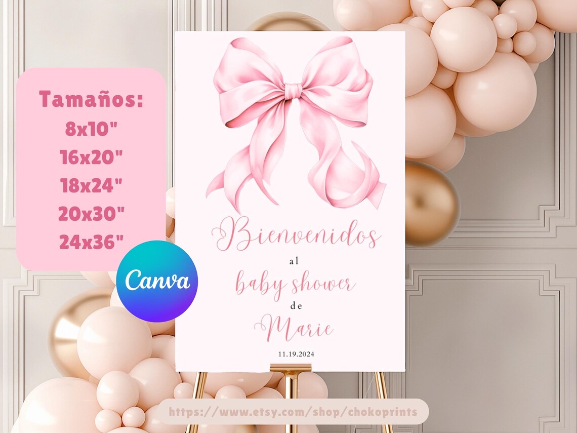Pink Baby Shower Welcome Sign in Spanish (digital Download) - Etsy