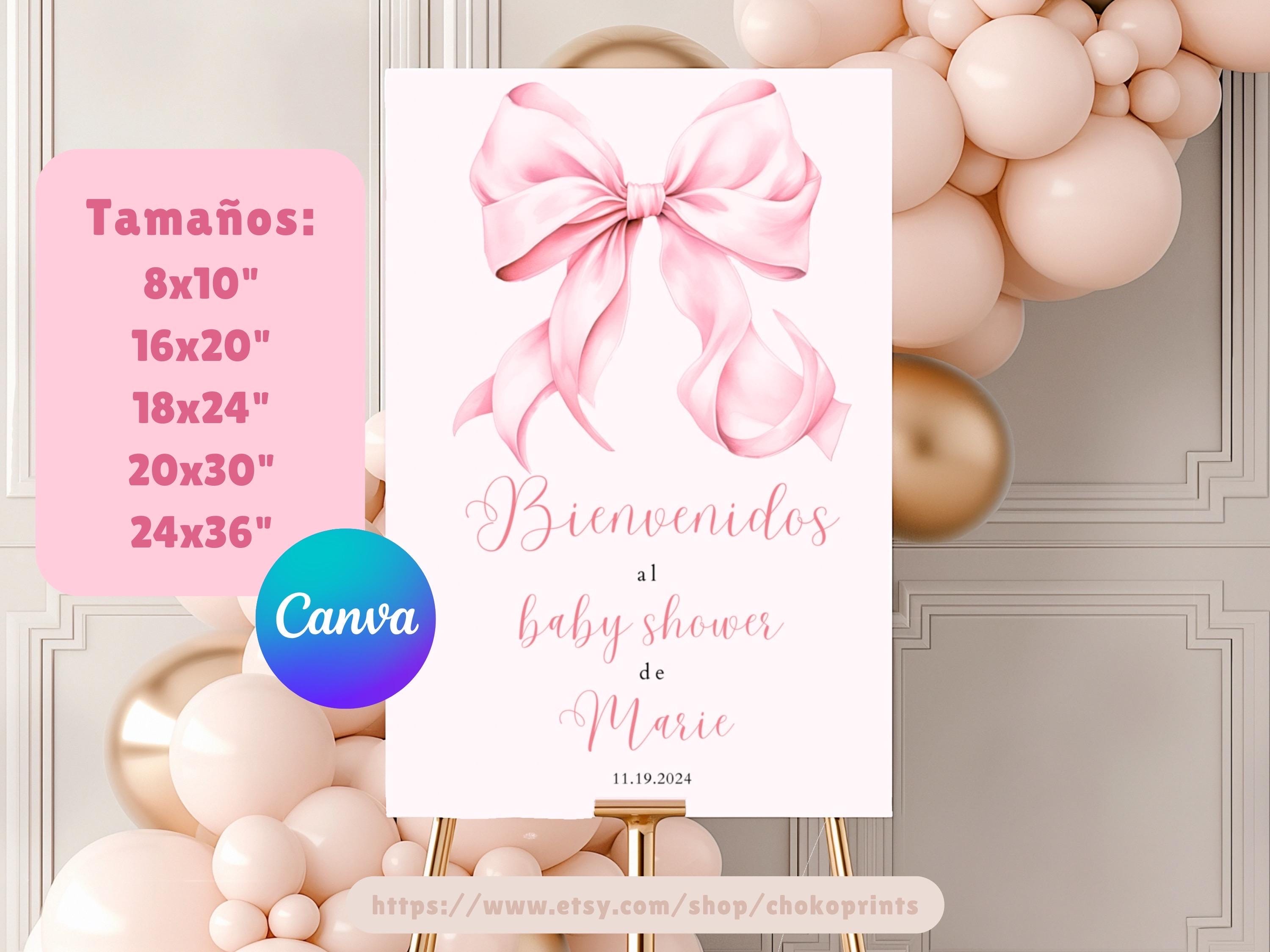 Bienvenidos Al Baby Shower, Pink Welcome Sign for Baby Shower in ...