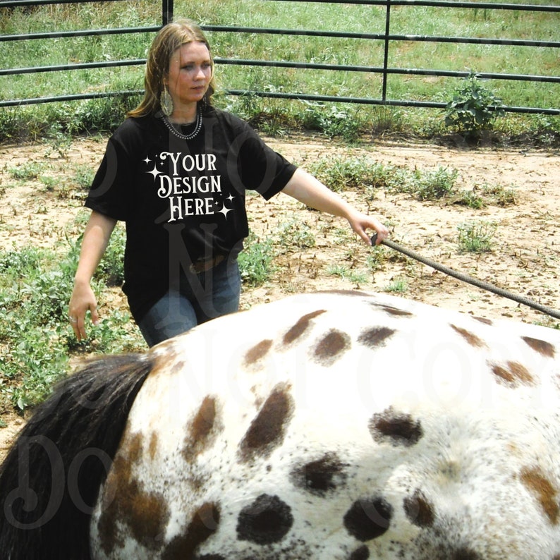 Western T-shirt Mockup, Cowgirl Mockup, Horses, Mineral Wash Tshirt ...