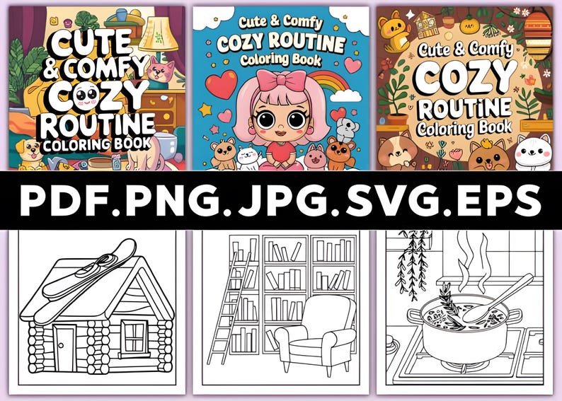 Cute & Comfy Cozy Routine Coloring Pages - Relaxing Self-care Printable ...