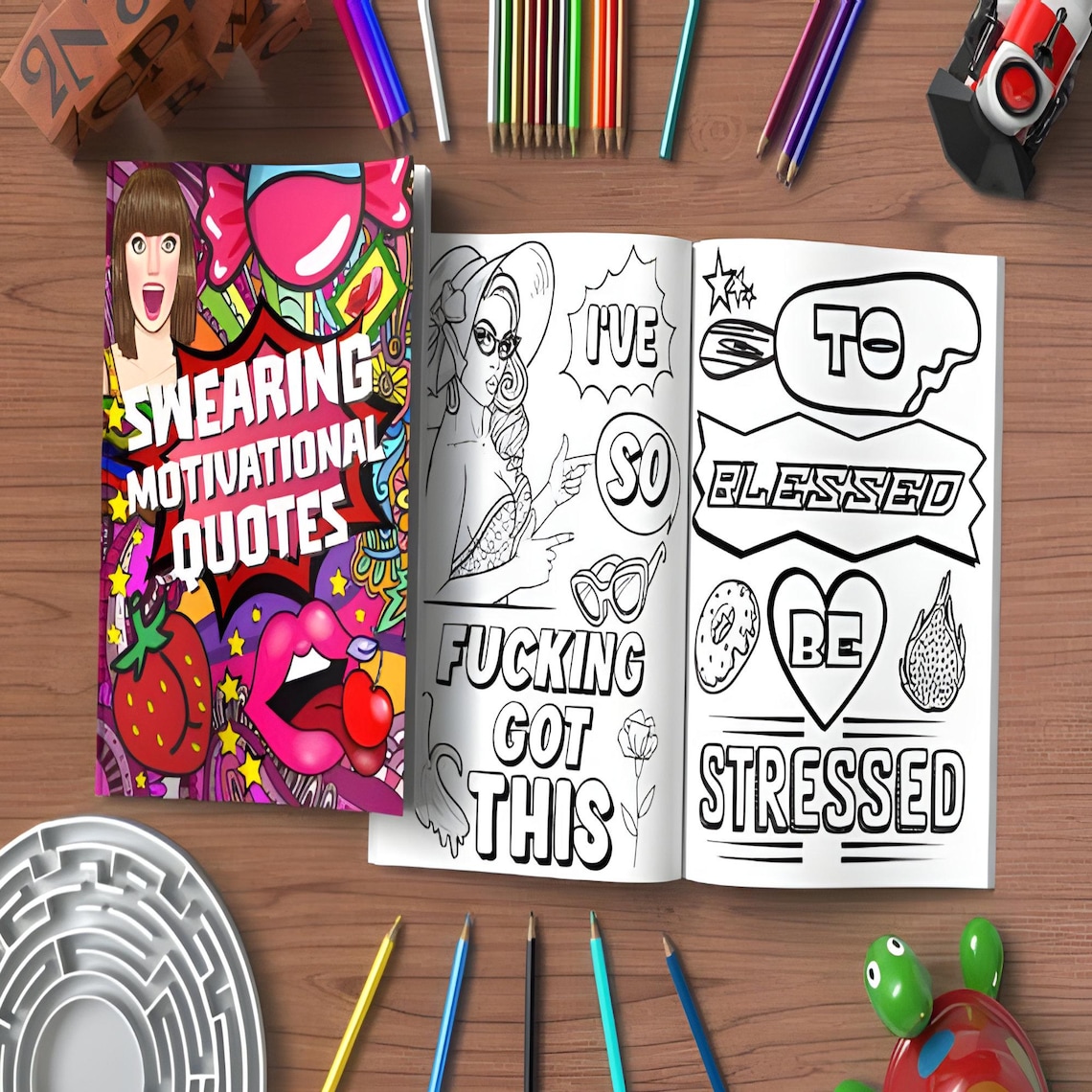 Stress Relief Coloring Book | Digital Adult Coloring Pages (printable ...
