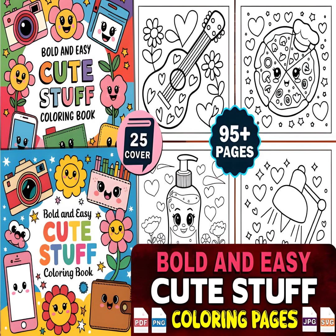 Bold and Easy Cute Stuff Coloring Pages | Fun Printable PDF Download ...