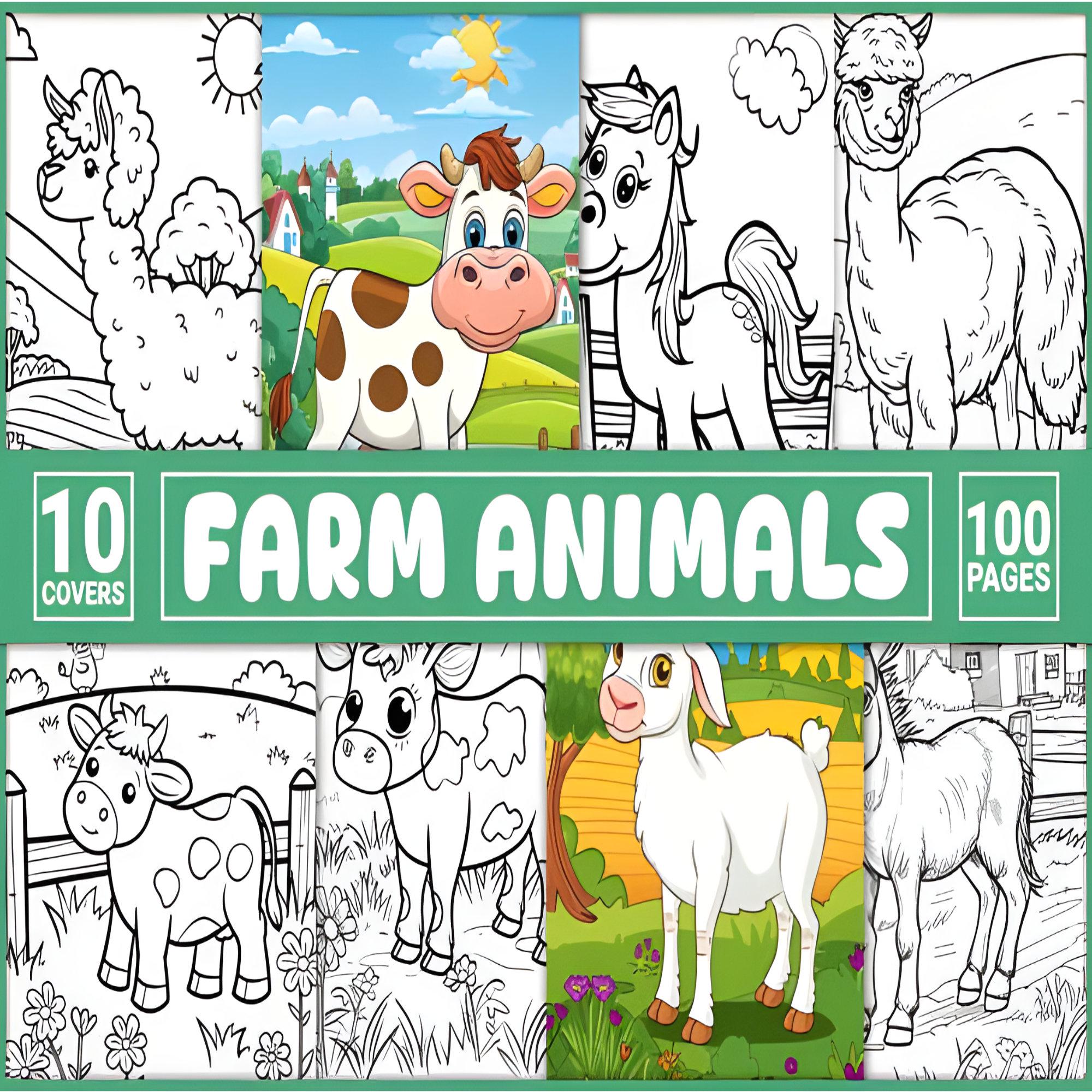 100 Farm Animals Coloring Pages | Digital Printable PDF Download for ...