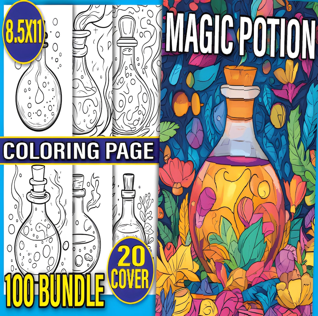 100 Bundle Magic Potion Coloring Pages - Fantasy Witchcraft Printable ...