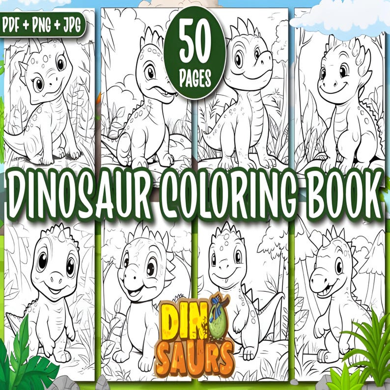 Cute Dinosaur Coloring Book Pages | Printable PDF Download for Kids and ...