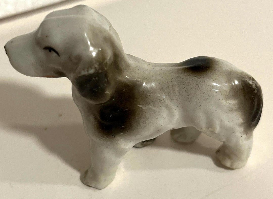 Vintage Ceramic 1950’s White Black Gray Dog Japan - Etsy
