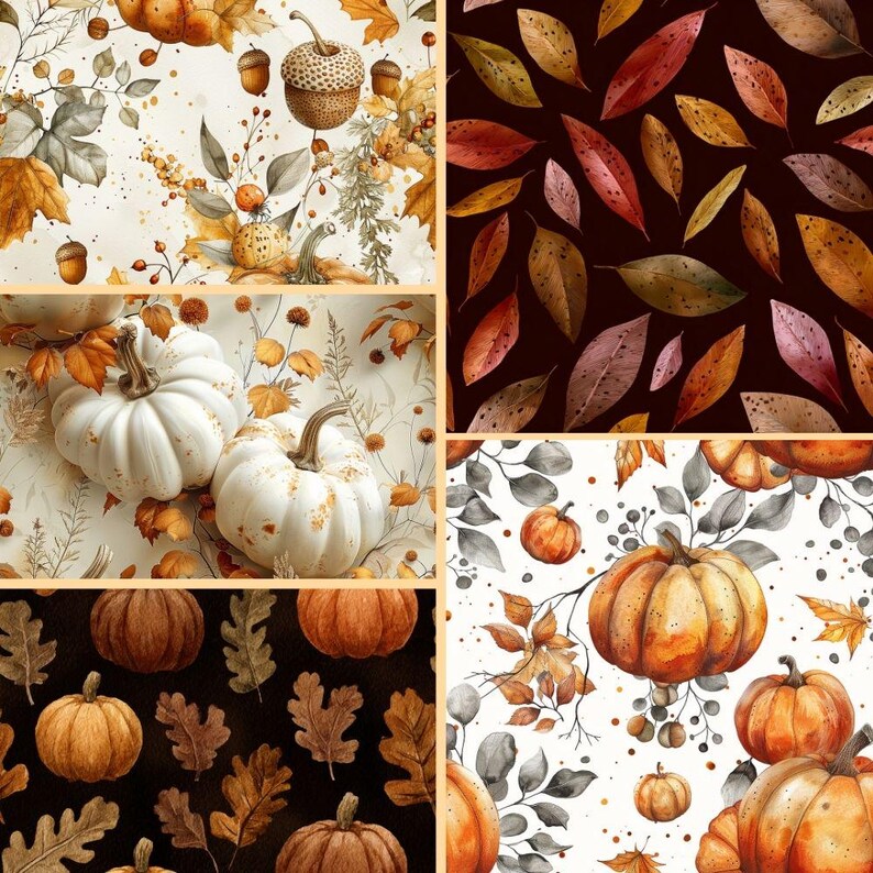 Fall Pumpkin Seamless Pattern Bundle – 67 Autumn Digital Papers ...