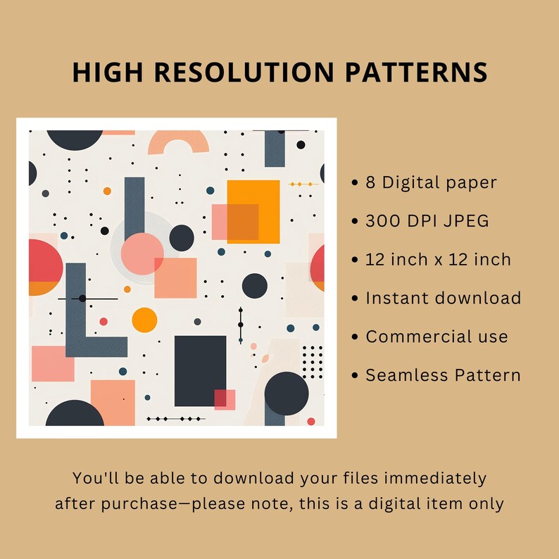 Abstract Geometric Pattern - Digital Paper Pack - 8 Jpegs 300dpi ...