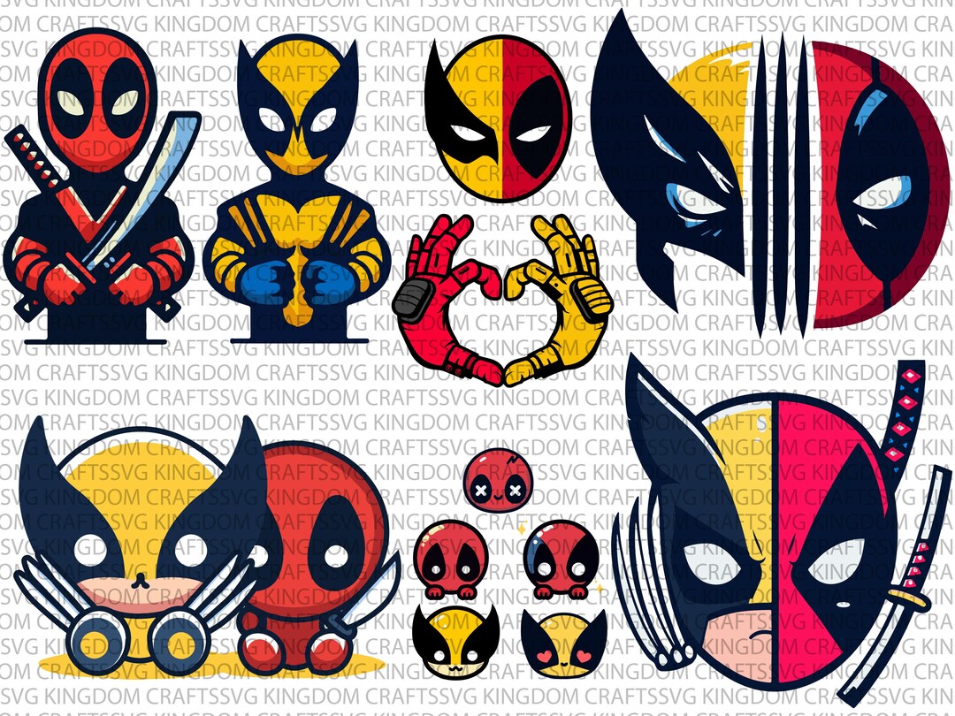 Superhero SVG Pack: Deadpool & Wolverine Cut Files, Deadpool and Wolverine Svg, Deadpool Svg ...
