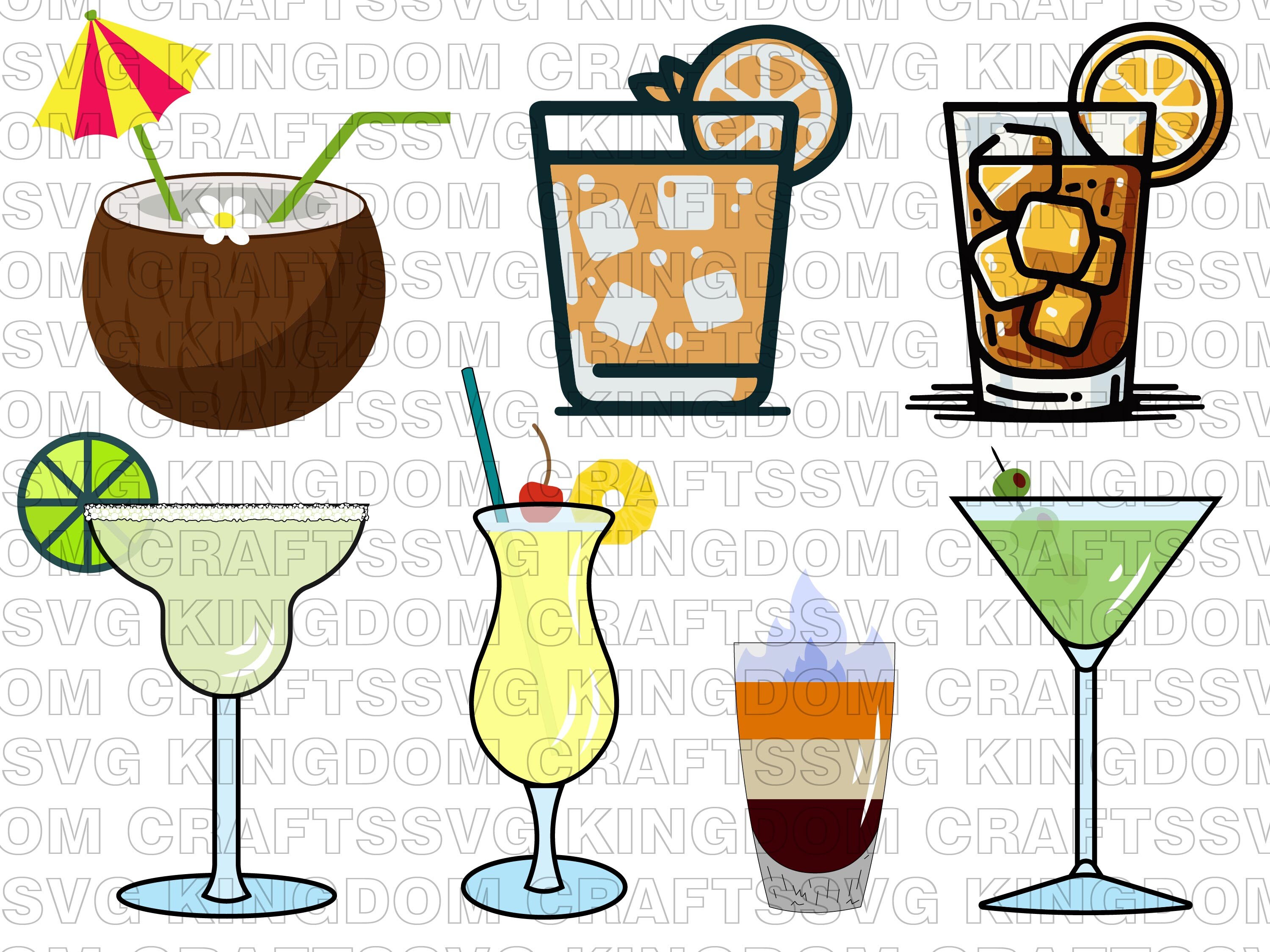 Cocktail SVG Bundle Cute and Colorful Drink Designs for Cricut ...