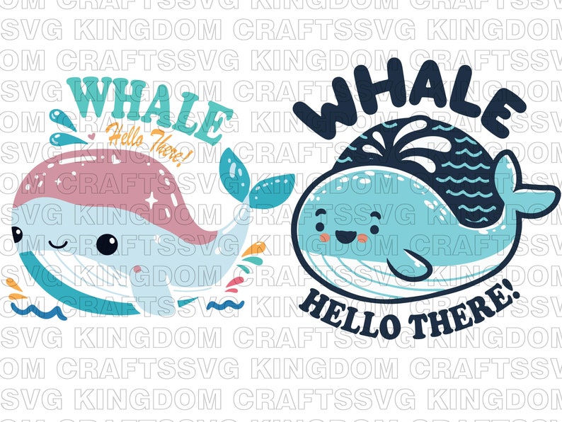 Funny Whale SVG File, Playful Phrase Design, Whale Hello There Clipart, Cute Animal Digital ...