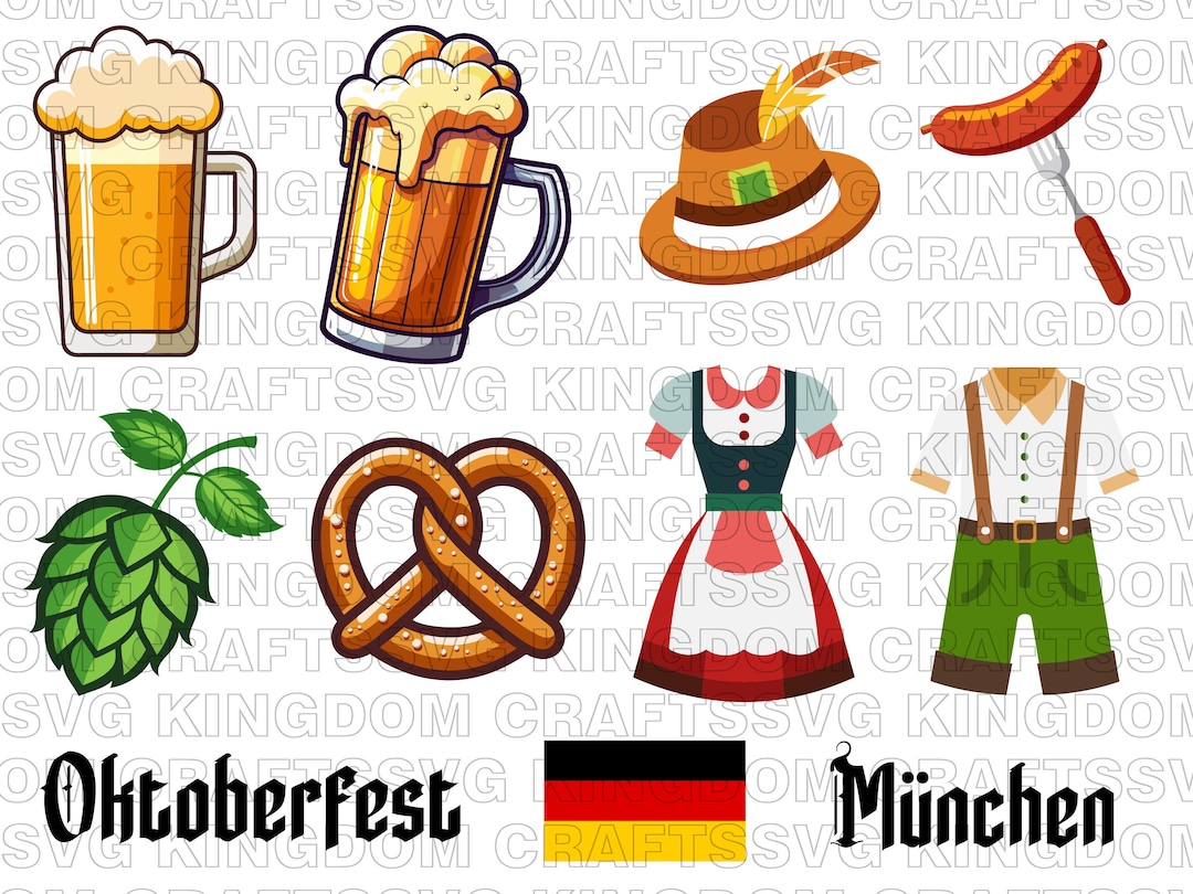 Vibrant Oktoberfest SVG Graphics Bundle, Beer Mug Pretzel Sausage ...
