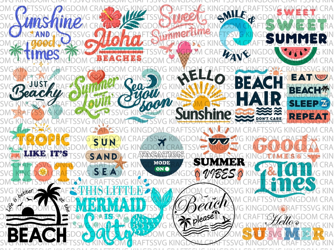 Summer SVG Bundle, Summer Svg, Beach Svg, Summertime Svg, Vacation Svg ...