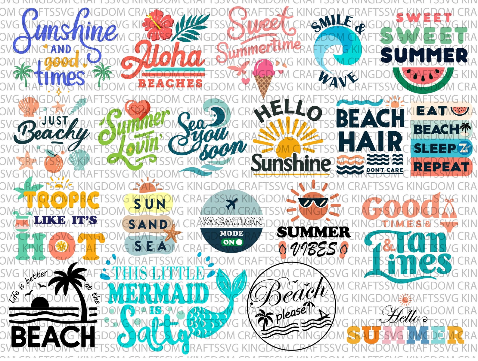 Summer SVG Bundle, Summer Svg, Beach Svg, Summertime Svg, Vacation Svg ...