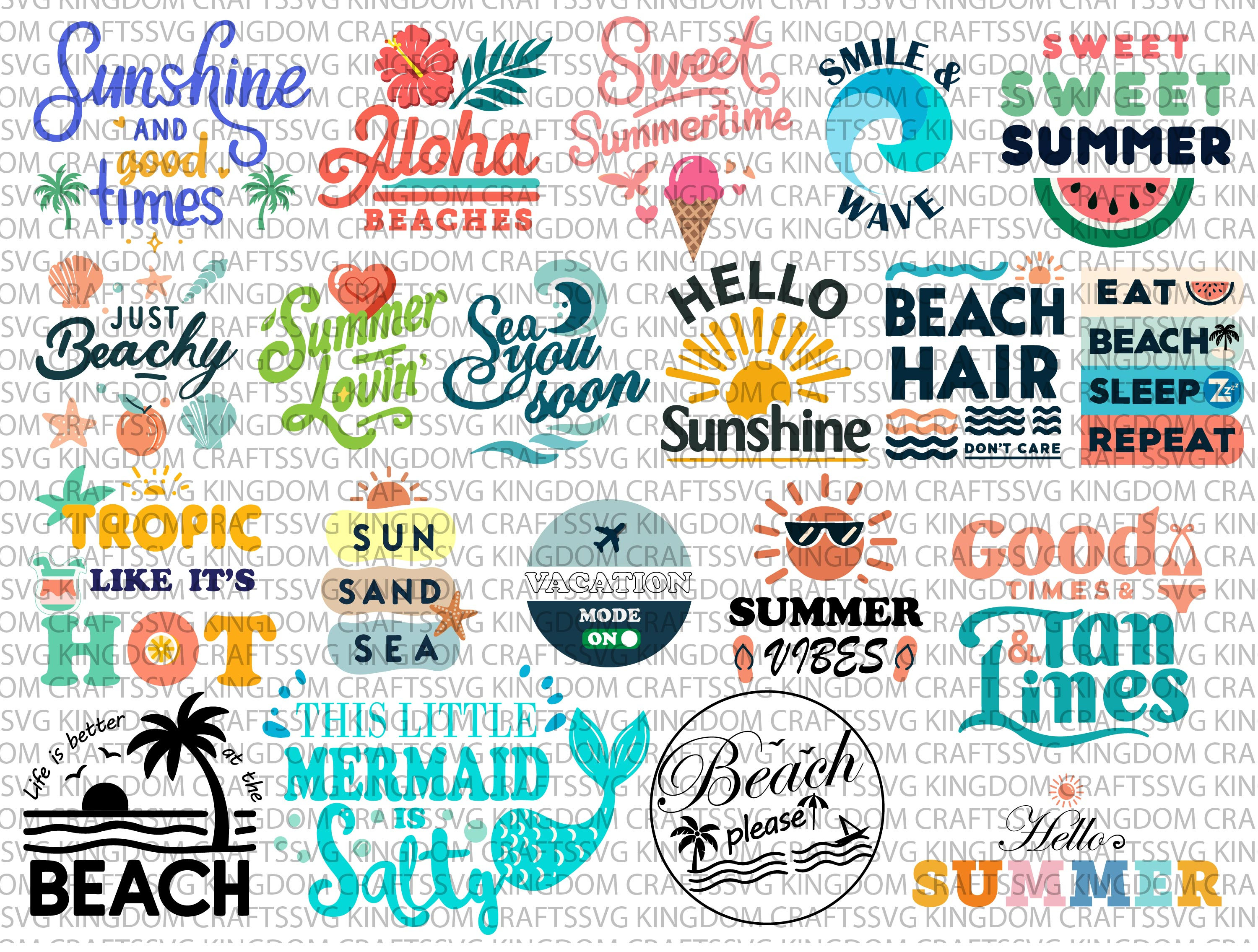 Summer SVG Bundle, Summer Svg, Beach Svg, Summertime Svg, Vacation Svg ...