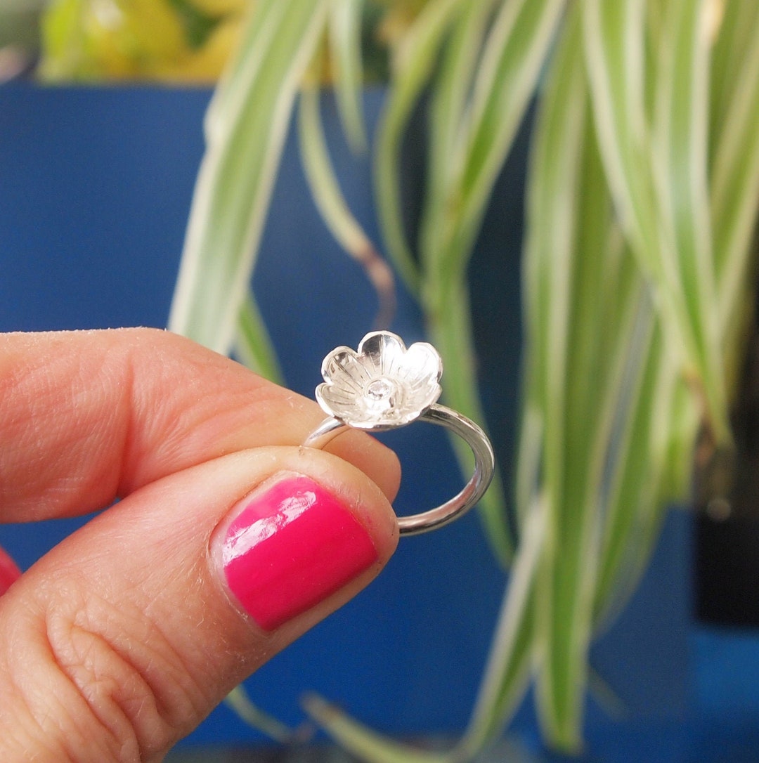 Child's Flower Ring, Girls Ring, Child's Ring, Silver Ring, Stacking ...