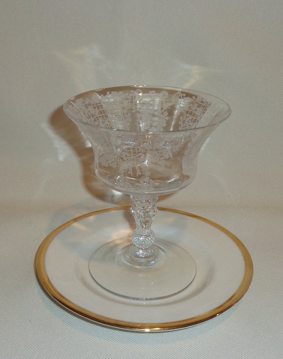 Vintage Glass Cambridge Valencia Optic Low Champagne Coupe - Etsy