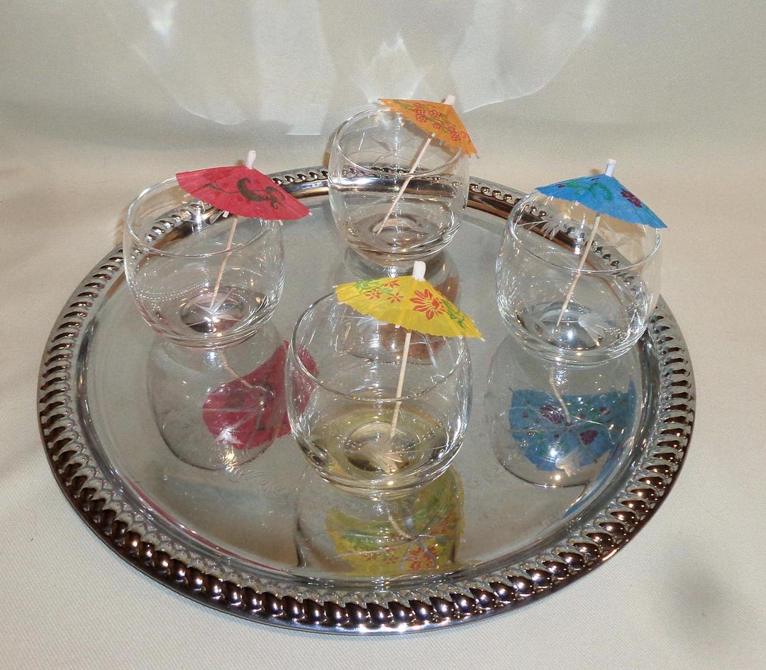 Vintage Glass Roly Poly Floral Etched Cocktail Glasses (4) - 8 Ounces ...
