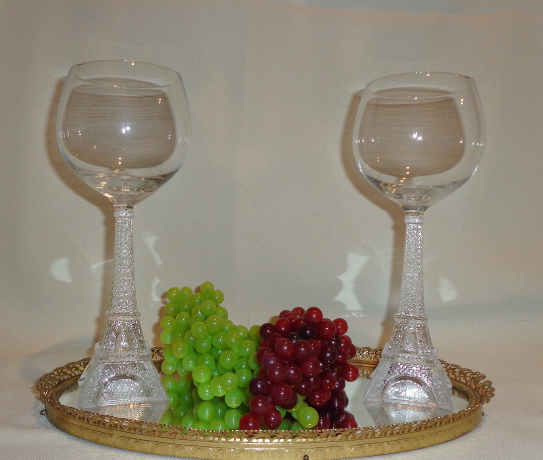 Eiffel Tower Stem Balloon Bowl Wine Cocktail Glasses 2 12 Ounces - Etsy