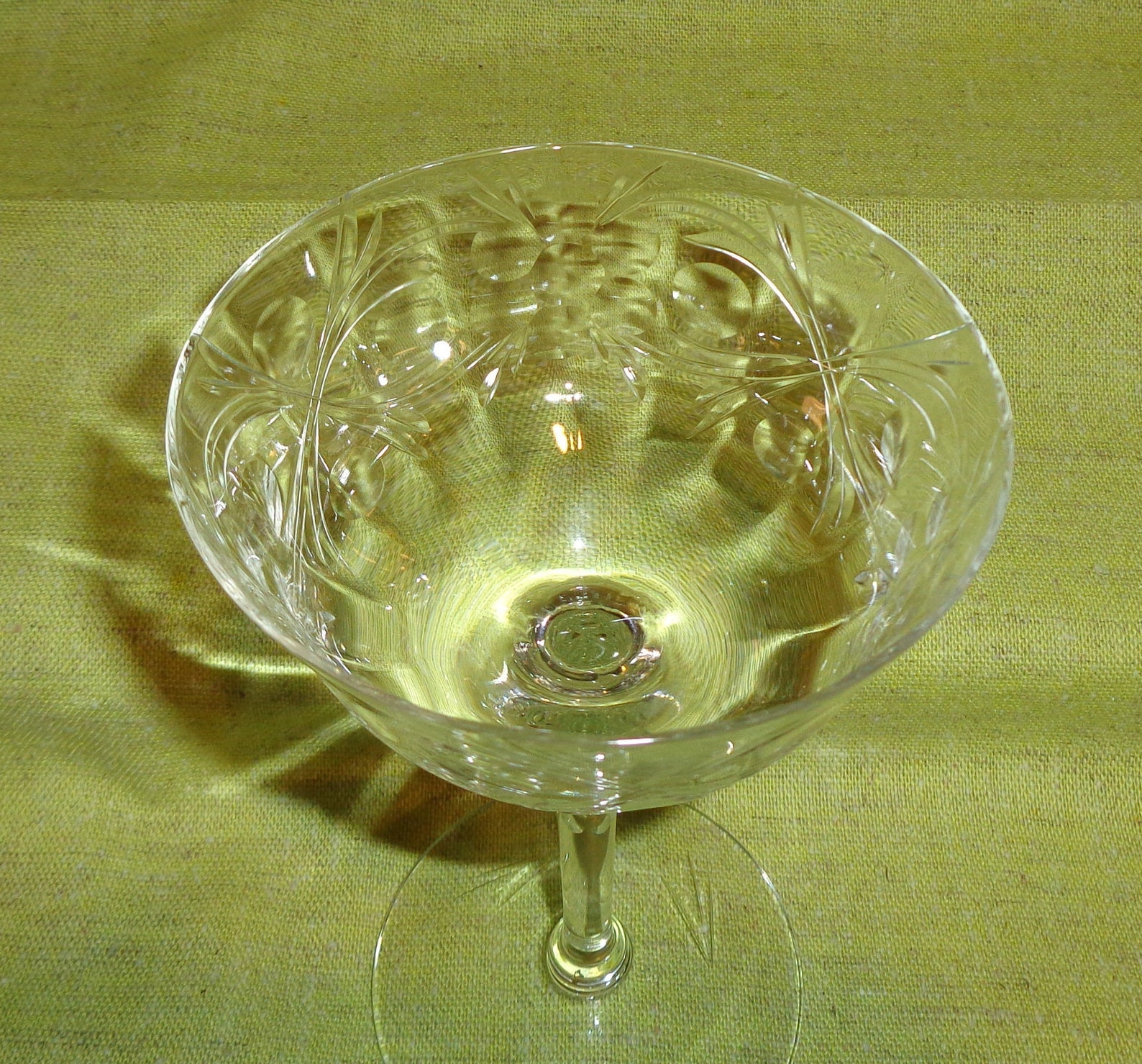 Vintage Glass Cut Thumbprint Floral Champagne Coupe Cocktail - Etsy
